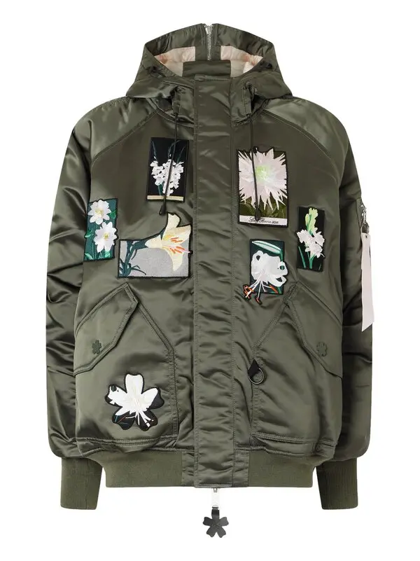 Cecilie Bahnsen Alpha Industries N-2b Hooded Appliquéd Padded Shell Bomber Jacket - Green