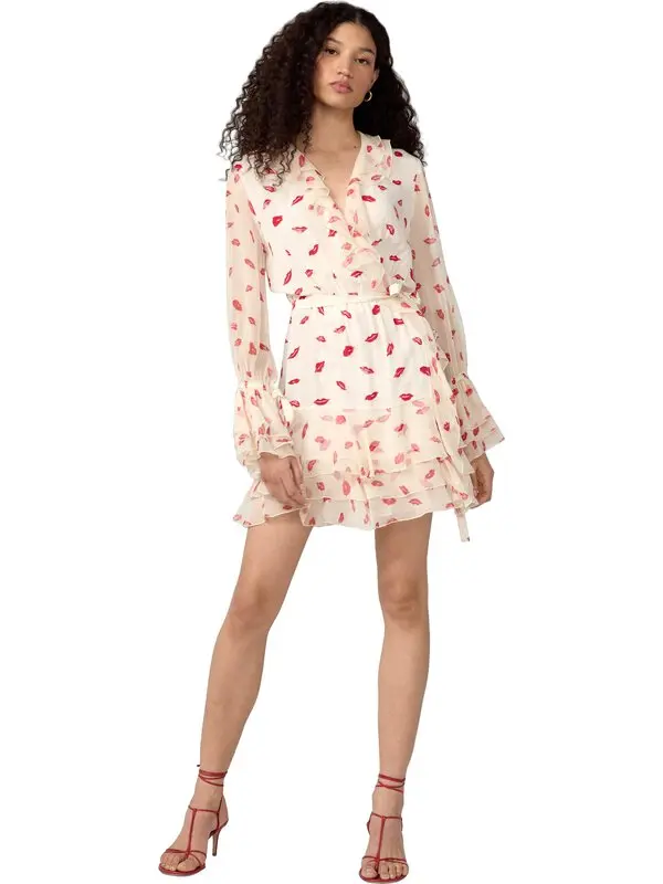 Diane Von Furstenberg Marianne Mini Wrap Dress - Bisous Bisous Cloud Ivory