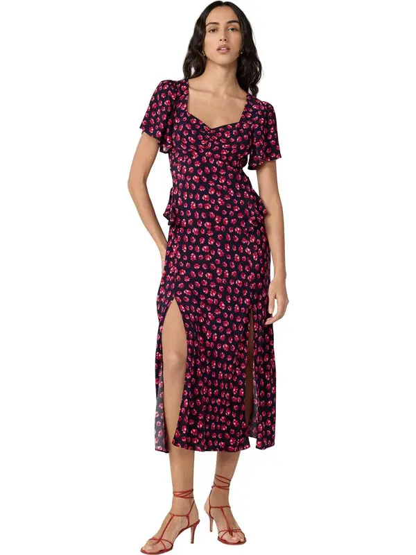 Diane Von Furstenberg Aurora Midi Dress - Hibiscus Dot Maritime