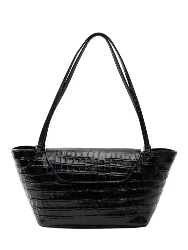 ELLEME Courrier Croco Embossed Leather Tote - Black