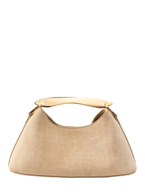 ELLEME Mini Boomerang Croco Suede Bag - Beige