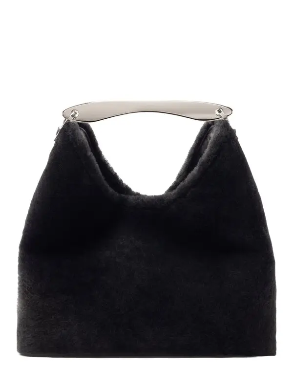 ELLEME Boomerang Large Shearling Handbag - Black