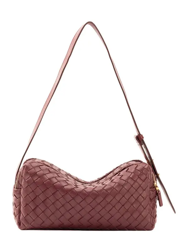 ELLEME Trousse Woven Leather Bag - Burgundy