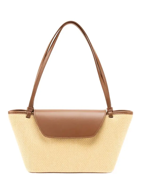 ELLEME Courrier Raffia And Leather Tote - Cognac