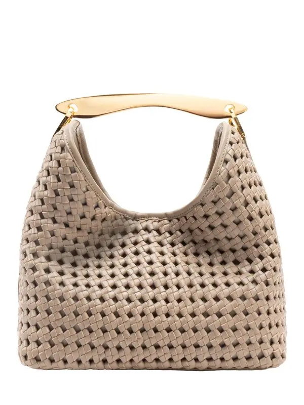 ELLEME Boomerang Woven Leather Top Handle Bag - Taupe