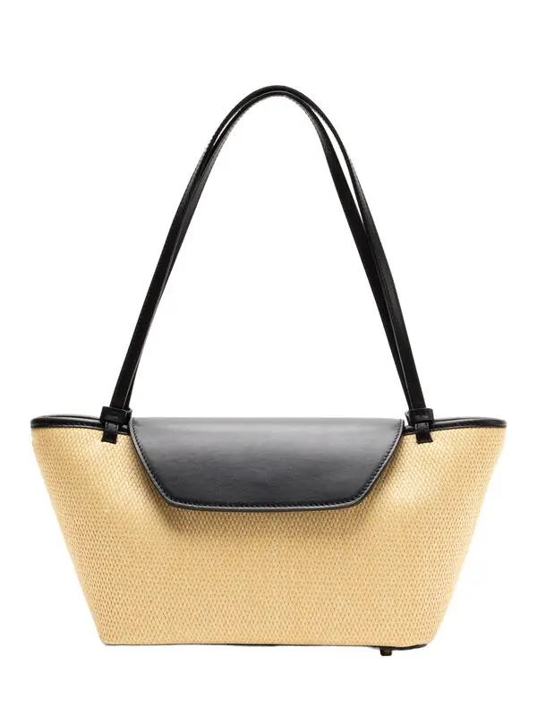 ELLEME Courrier Raffia And Leather Tote - Black