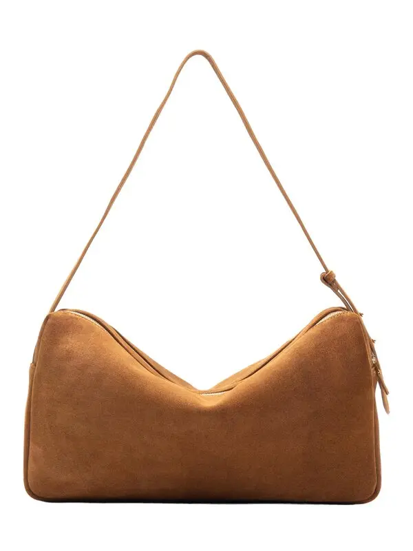 ELLEME Trousse Large Suede Shoulder Bag - Cognac