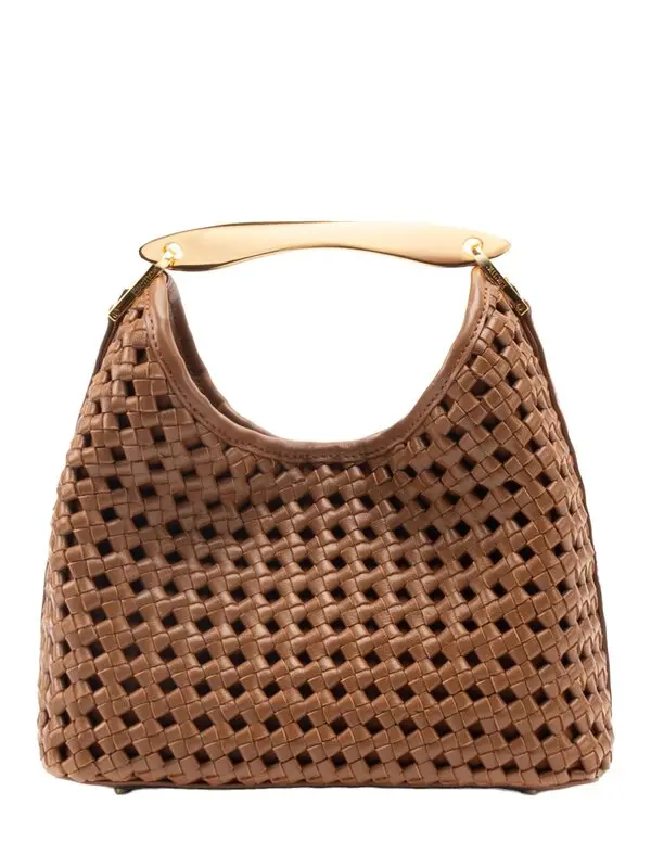 ELLEME Small Boomerang Woven Leather Top Handle Bag - Cognac
