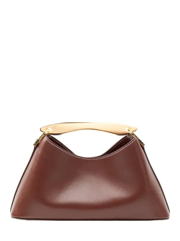 ELLEME Mini Boomerang Leather Handbag With Metal Handle - Russet