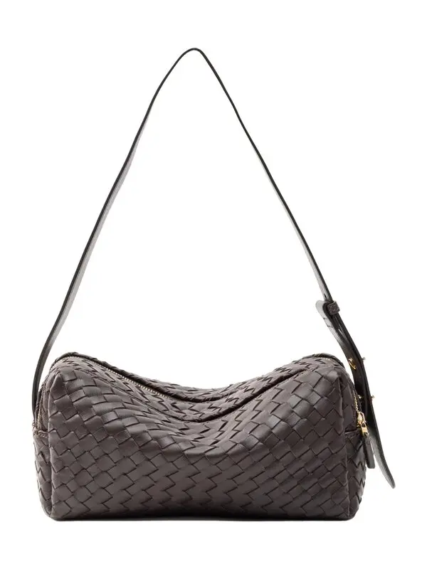 ELLEME Trousse Woven Leather Bag - Dark Brown