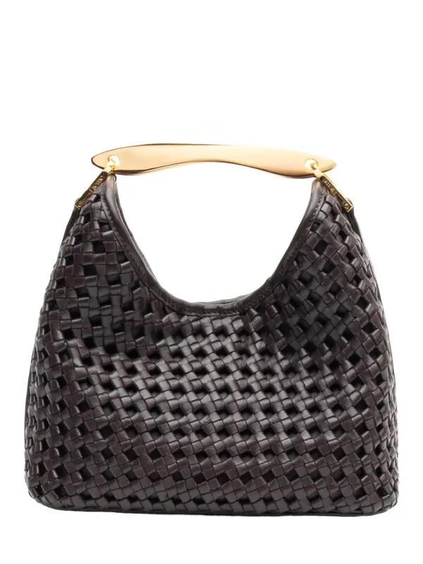 ELLEME Small Boomerang Woven Leather Bag - Dark Brown