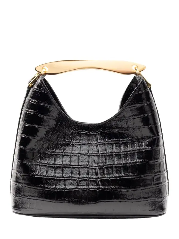 ELLEME Small Boomerang Croco Embossed Leather - Black