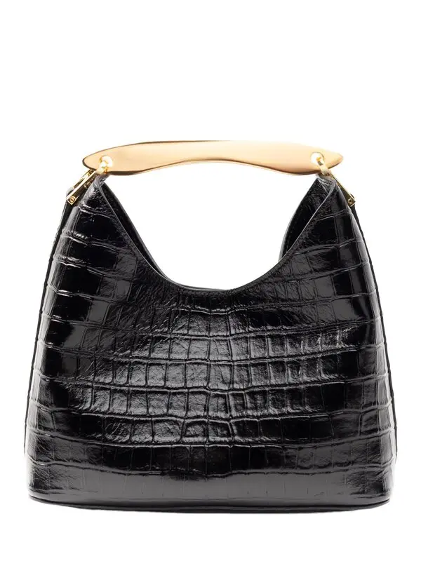 ELLEME Small Boomerang Croco Embossed Leather - Black