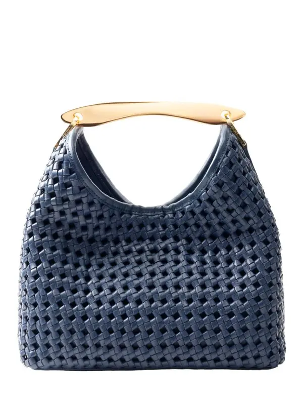 ELLEME Boomerang Large Woven Leather Top Handle Bag - Navy