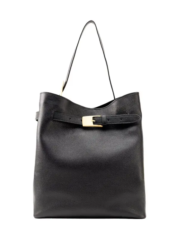 ELLEME Belted Pebble Leather Tote Bag - Black