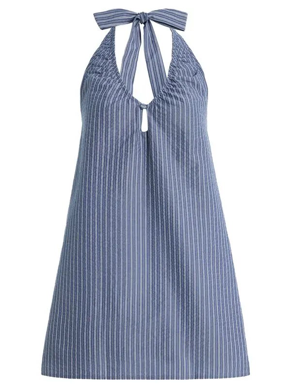 ELCE Sidney Cotton-blend Mini Halter Dress - Blue