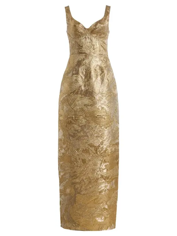 Simkhai Viella Metallic Jacquard Gown - Gold