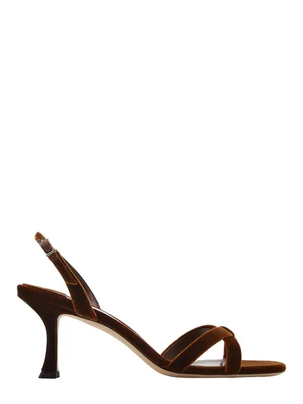 JIMMY CHOO Elsy Velvet Sandals - Brown