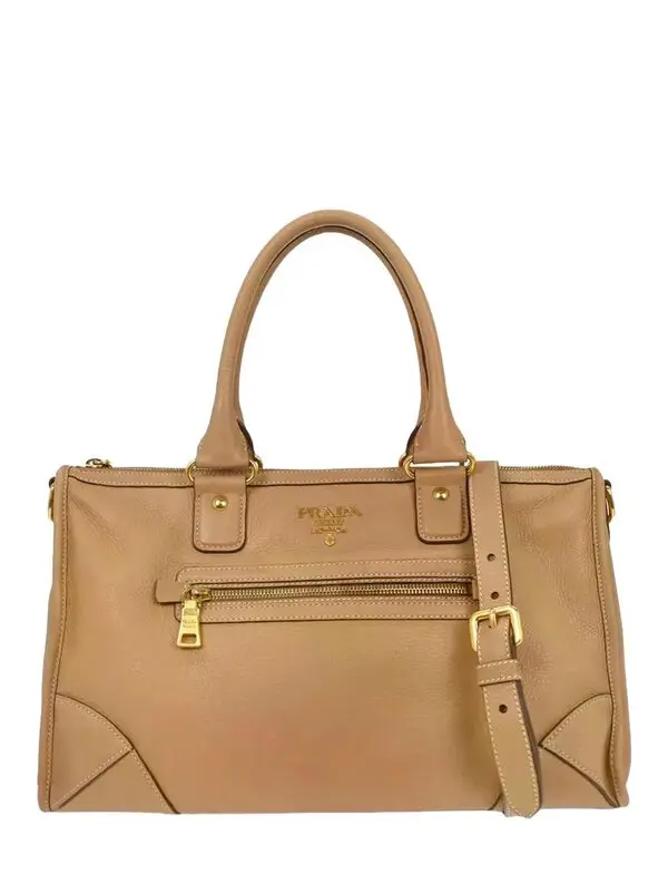 Prada 1990-2000s Leather Tote Bag - Brown
