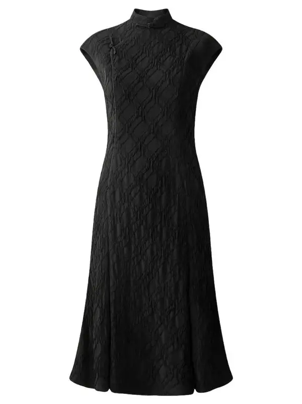 Shanghai Tang Silk Jacquard Qipao Dress - Black