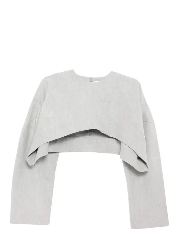 ENFOLD Crew-neck Crop Top - Grey