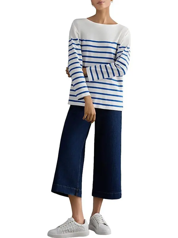 HOBBS LONDON Sian Striped Top - Ivory Blue