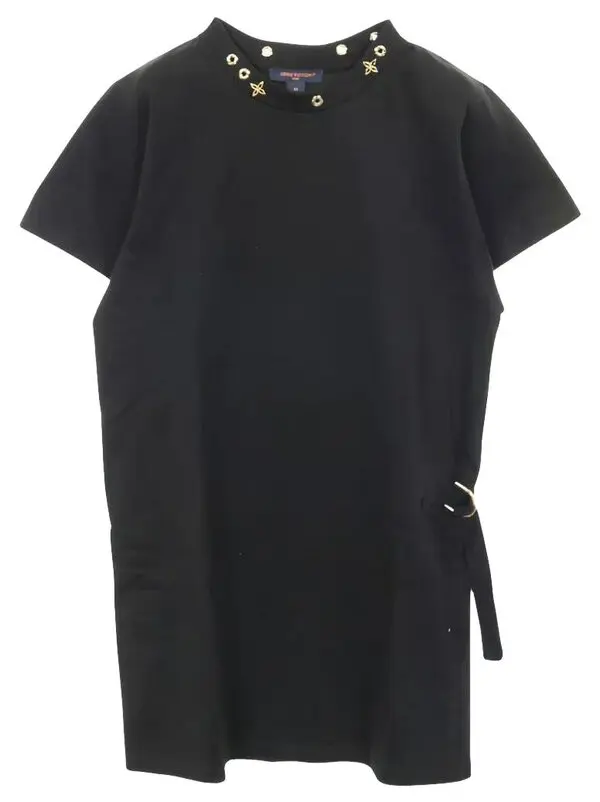 LOUIS VUITTON 00s Crew-neck Side-strap Dress - Black