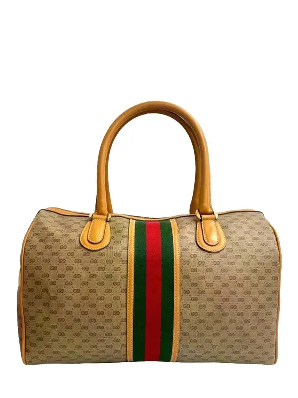 Gucci 20th Century Micro Gg Supreme Web Boston Bag - Brown