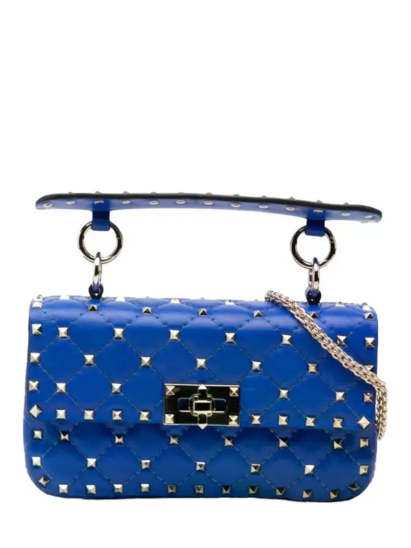 Valentino Garavani 2000-2017 Small Nappa Rockstud Spike Satchel - Blue