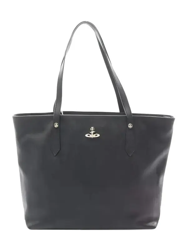 VIVIENNE WESTWOOD Orb-plaque Leather Tote Bag - Black
