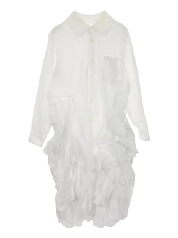 Comme Des Garçons Frill Cotton Shirt Dress - White