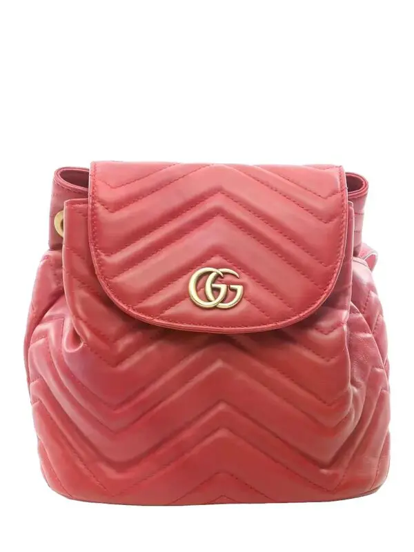 Gucci 2000s Chevron Leather Backpack - Red