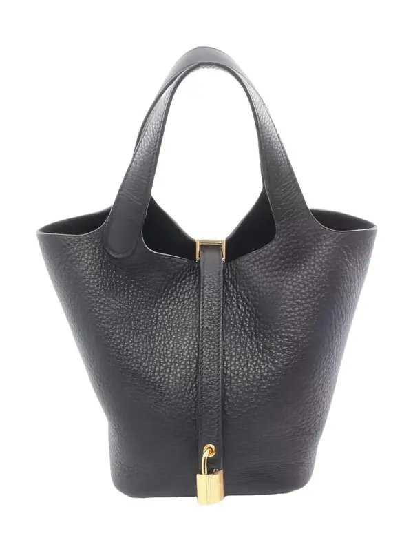 Hermès 2025 Picotin Lock Leather Tote Bag - Black