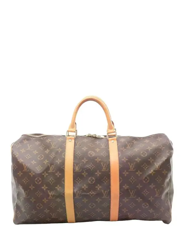 LOUIS VUITTON 2000 Keepall Monogram Leather Boston Bag - Brown