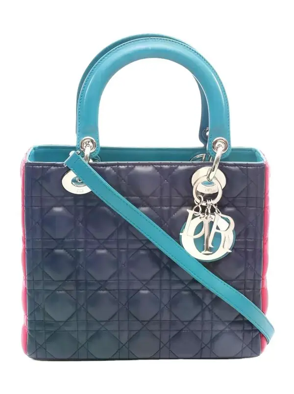Dior 2010s Lady Quilted Leather Tote Bag - Blue