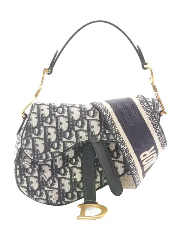 Dior 2010s Mini Saddle Jacquard Shoulder Bag - Blue