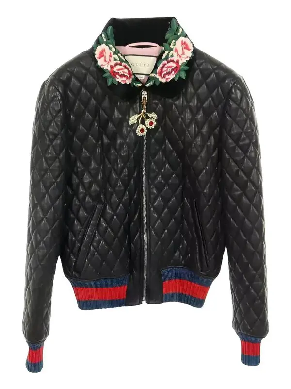 Gucci 2000s Quilted Bomber Jacket - Black