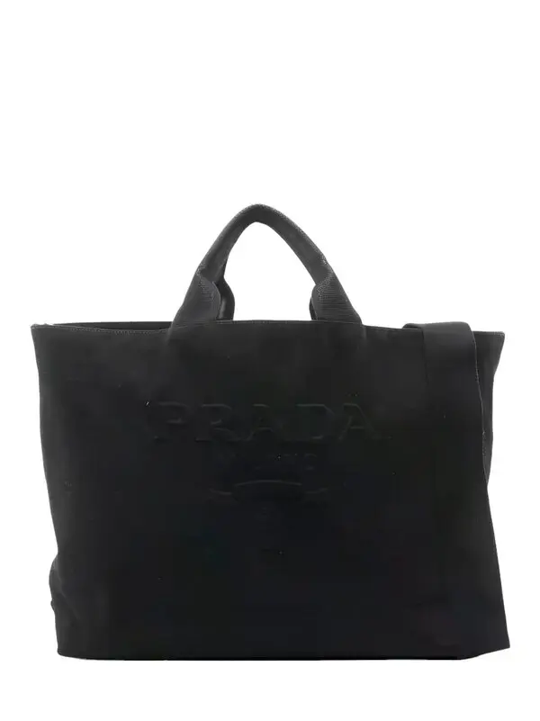 Prada 2010s Large Canvas Tote Bag - Black