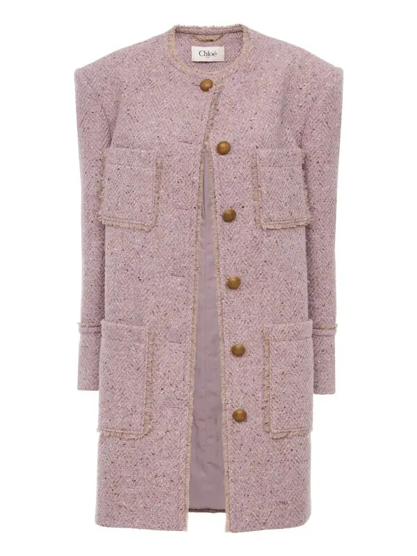 Chloé Single-breasted Collarless Coat - Pink