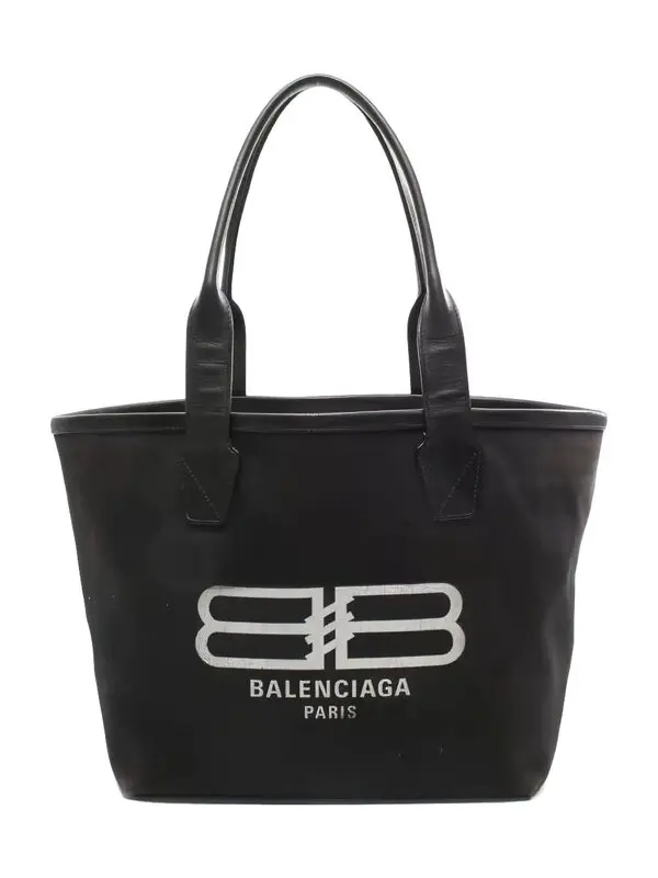 Balenciaga Jumbo Canvas Tote Bag With Leather Trims - Black