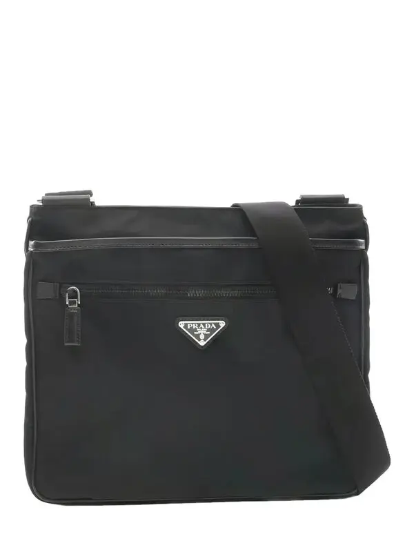 Prada 2010s Leather-trim Shoulder Bag - Black