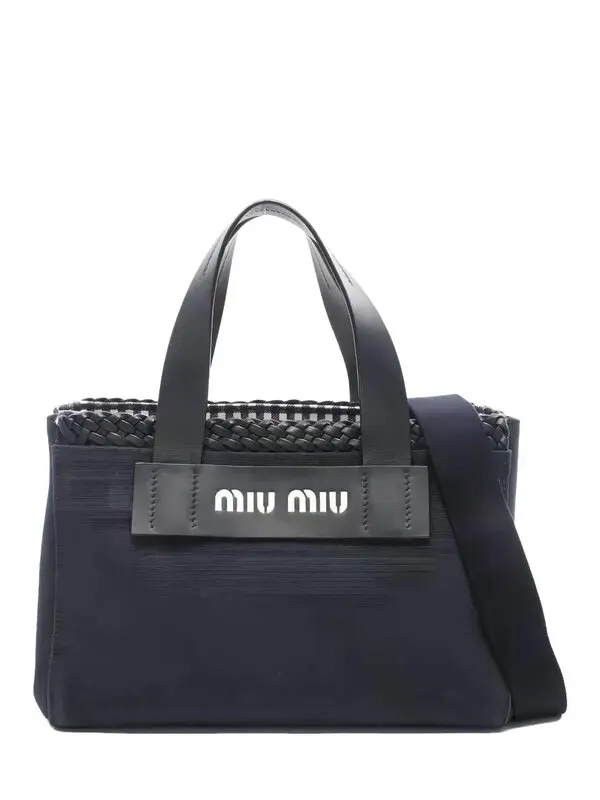 Miu Miu Kanapa Knitting Canvas Tote Bag - Blue