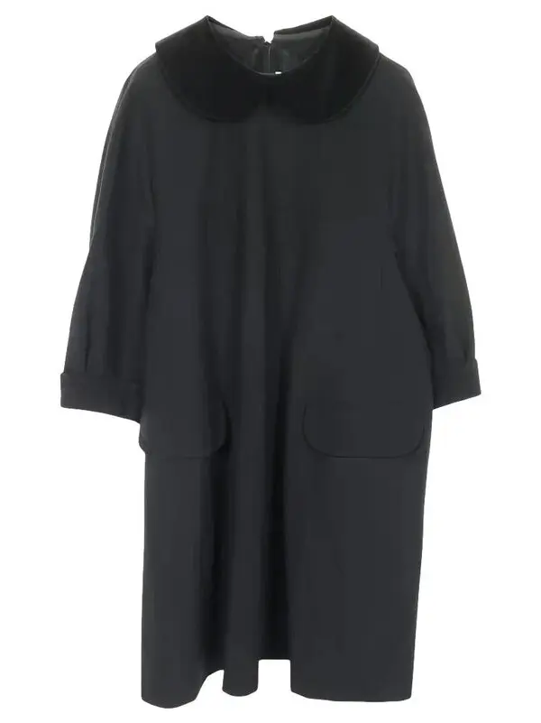 Comme Des Garçons Velvet Collar Wool Dress - Black