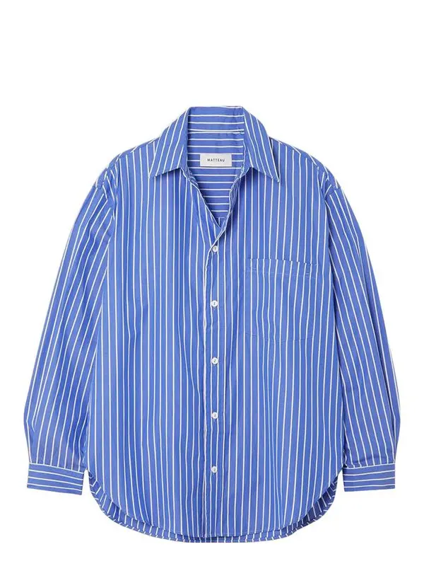 Matteau Striped Cotton-poplin Shirt - Blue