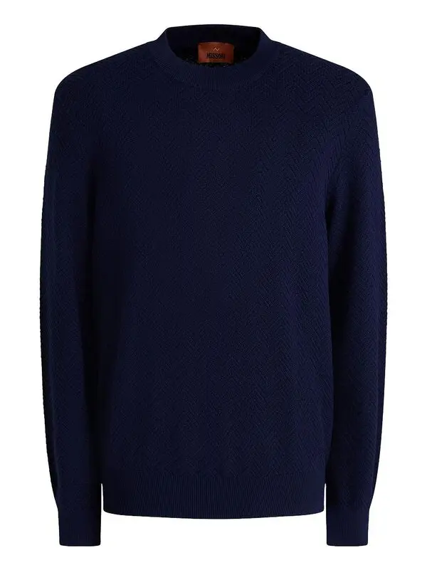 Missoni Crochet-knit Cotton Sweater - Navy