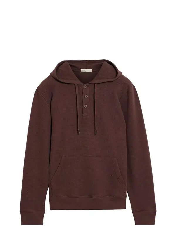 Onia Waffle-knit Cotton-blend Hoodie - Chocolate
