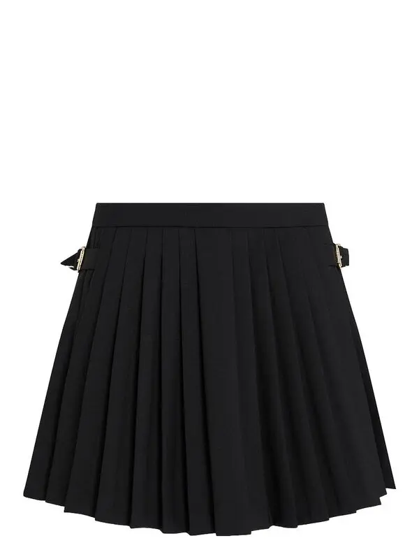 Sandro Skirt-style Overlay Wool-blend Twill Shorts - Black