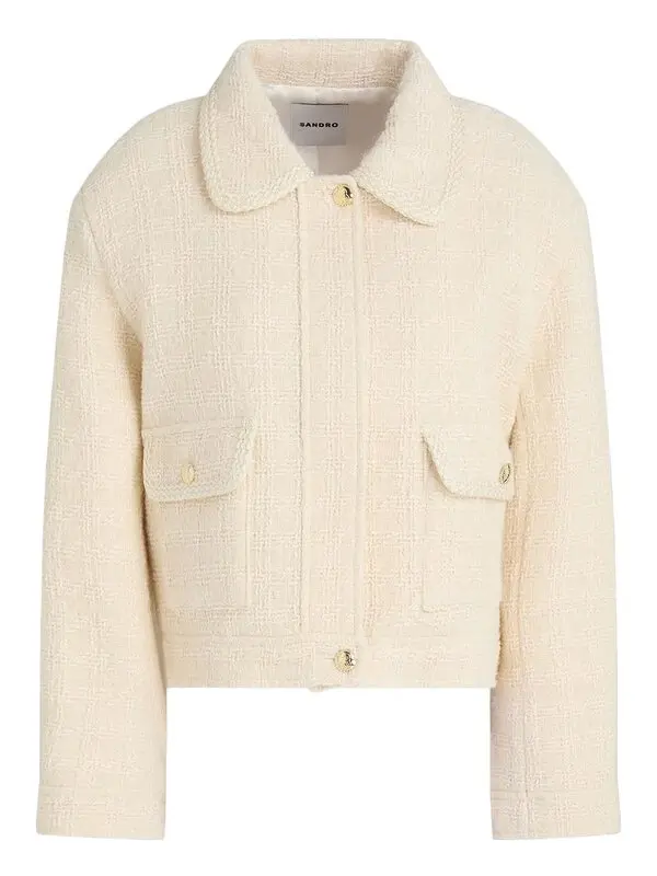 Sandro Cotton-blend Tweed Jacket - Ecru