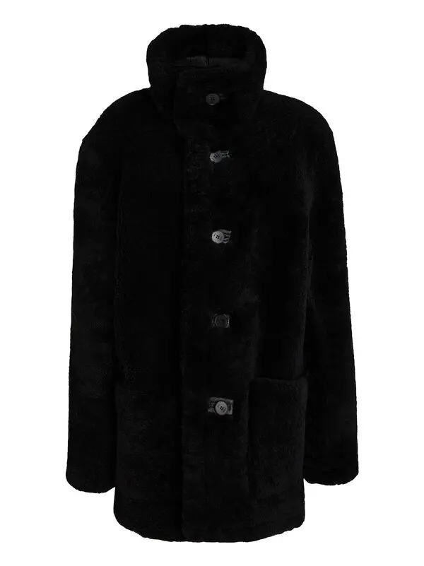 Maje Reversible Shearling Jacket - Black