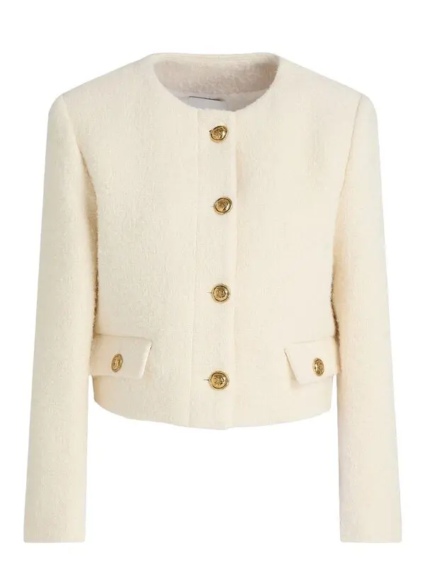 Sandro Cropped Tweed Jacket - Cream
